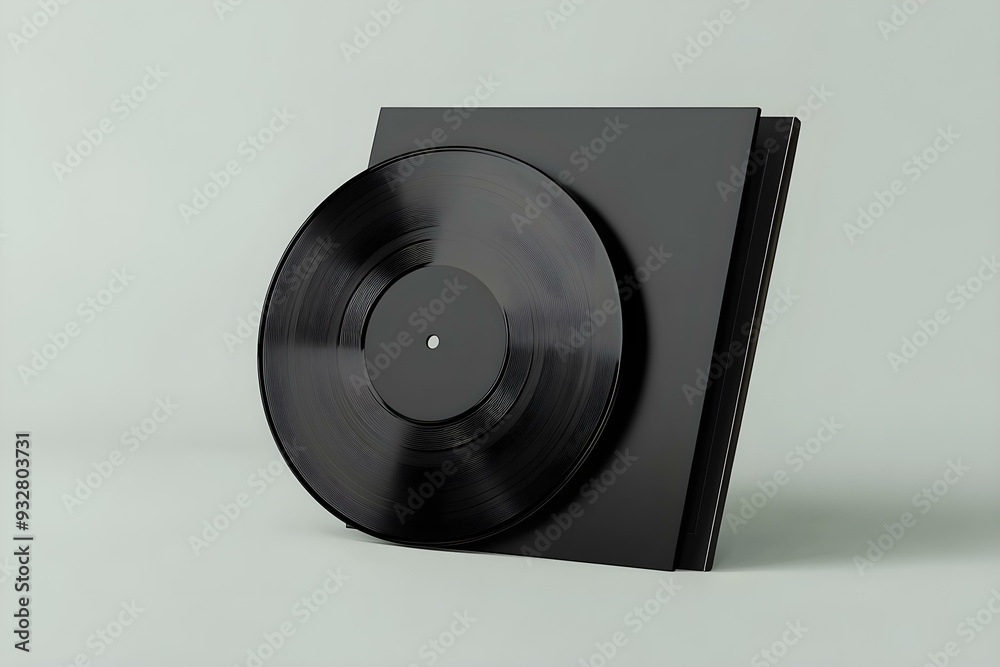 Black Vinyl Record Mockup, Dark Blank record album with CD/DVD/Bluray ...
