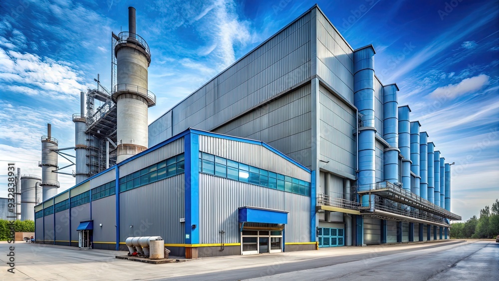 Saudi Industrial Zone warehouses stand tall with gray-blue concrete ...