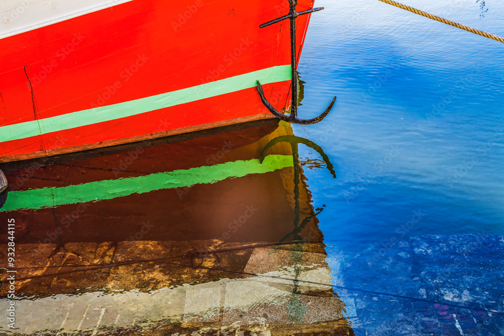 Colorful marina reflections, Honfleur, France. Honfleur is famous for its reflections, which ...