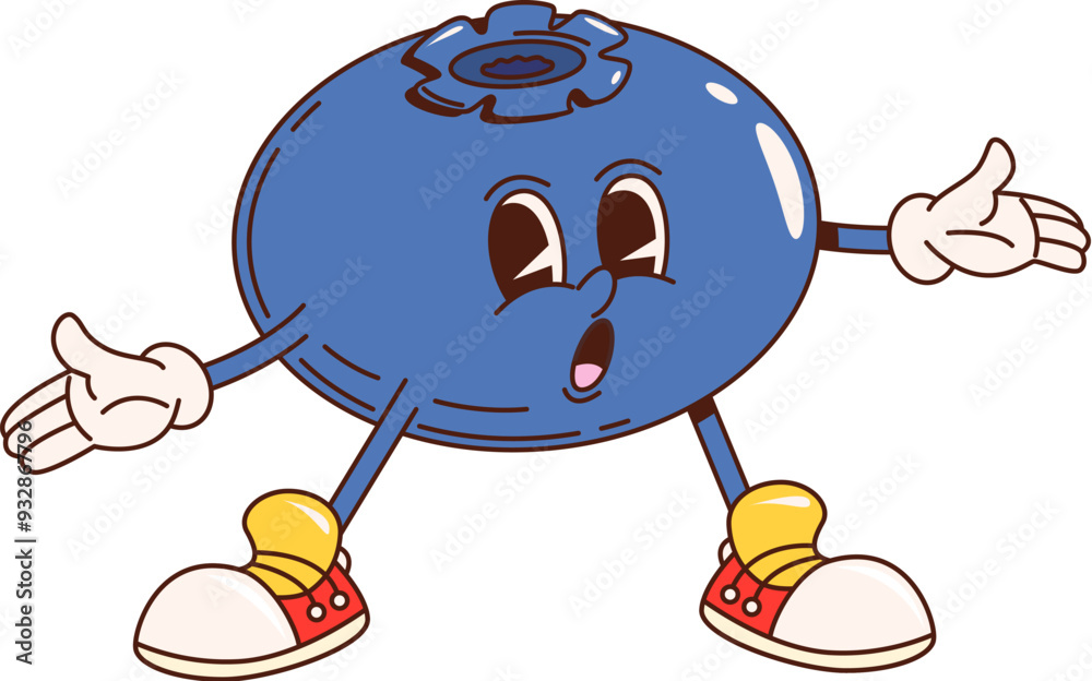 Retro groovy blueberry berry character. Isolated cartoon vector ...