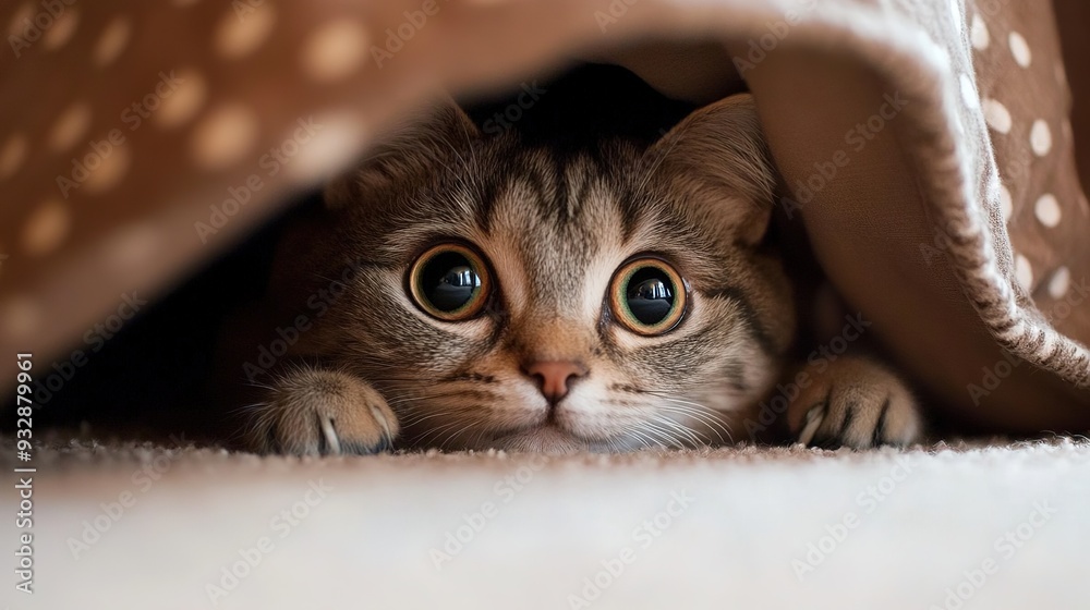 Scared Cute Cat: Adorable Feline with Wide Eyes and Tensed Posture ...