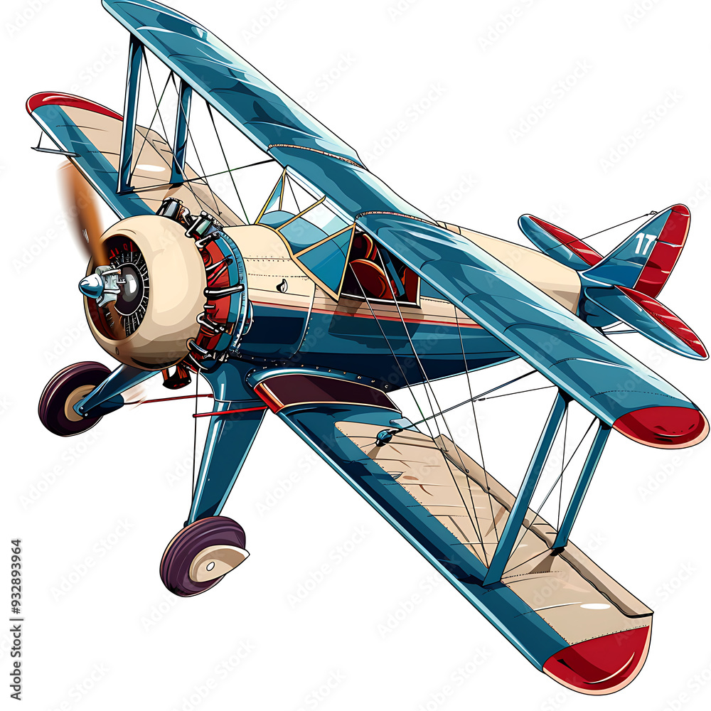Vintage Biplane Illustration - Detailed Retro Aircraft Drawing with ...