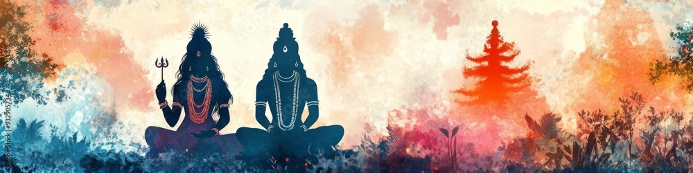 Abstract Trash Art Illustration of Lord Shiva and Goddess Parvati: AI ...