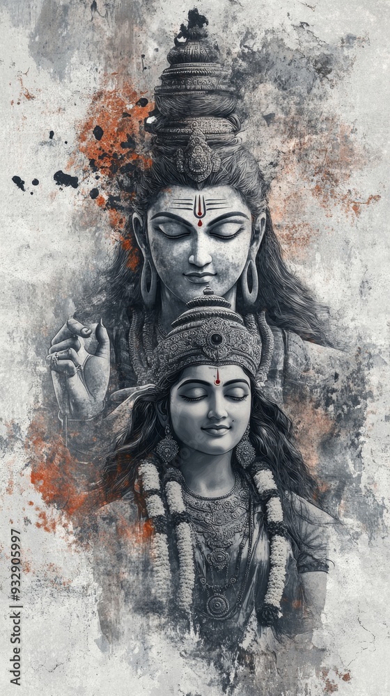 Abstract Trash Art Illustration of Lord Shiva and Goddess Parvati: AI ...