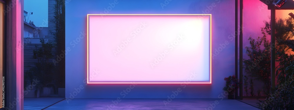 Surreal 3D Rendered Mockup of Vibrant Neon Frame Spotlight in Avant ...