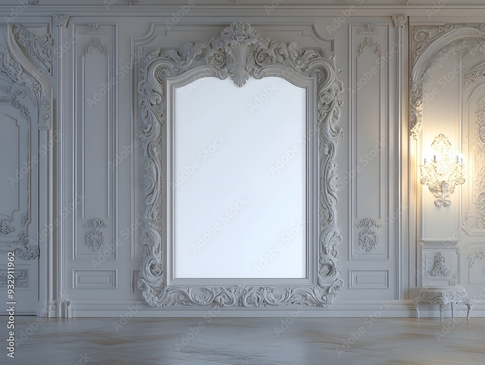 Ornate Baroque inspired Carved Frame with Moody Indirect Lighting in a ...