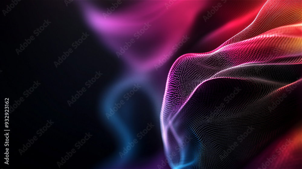 A background where gradation dots and digital wavy lines create lines ...