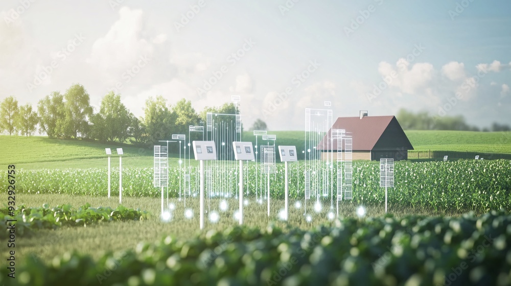An illustration of a precision farming setup using weather monitoring ...