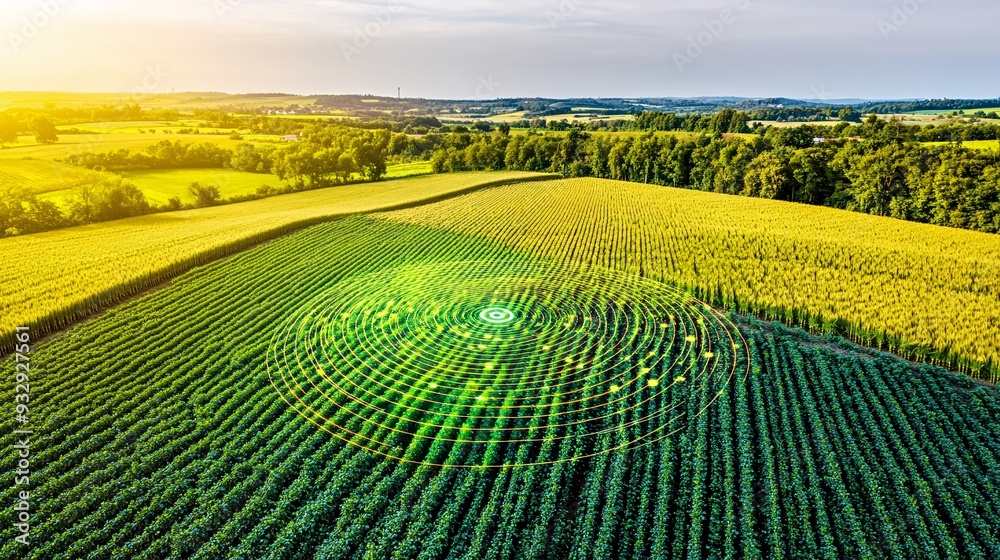 An illustration of precision farming technology using satellite data ...