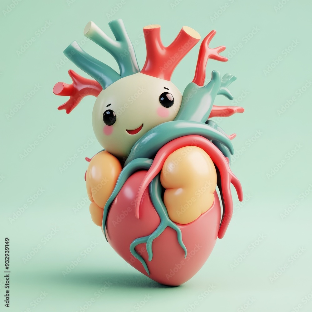 Cute 3D Cartoon Heart Character Illustration - Health, Love, Organ ...