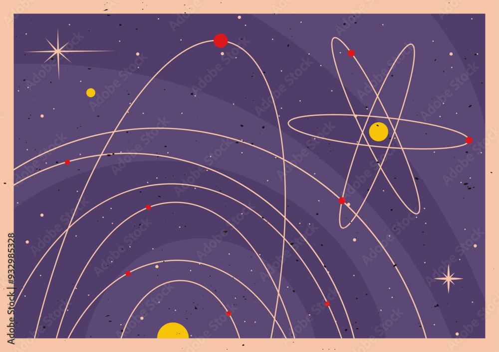 Space Posters Vector Template. Mid Century Modern Space Age Posters ...