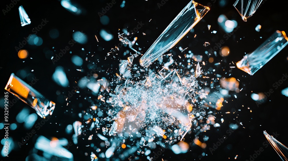 Dynamic glass texture featuring shattered pieces with bits and shards ...