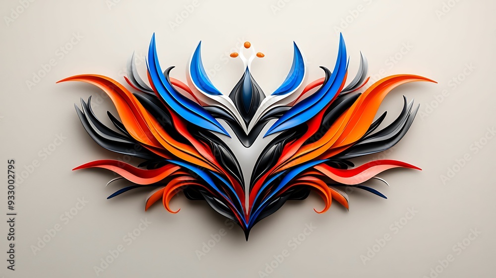 Overhead view of a bold, creative shield design with bright ...