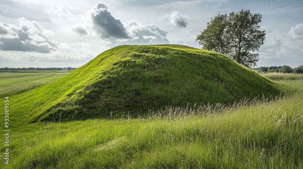A Bronze Age burial mound in Denmark, featuring an ancient, earthen ...