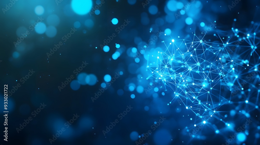 A glowing blue neural network tree structure with fine, branching ...