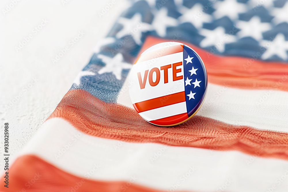 Vote Button on American Flag. Election Theme with a Patriotic Touch ...
