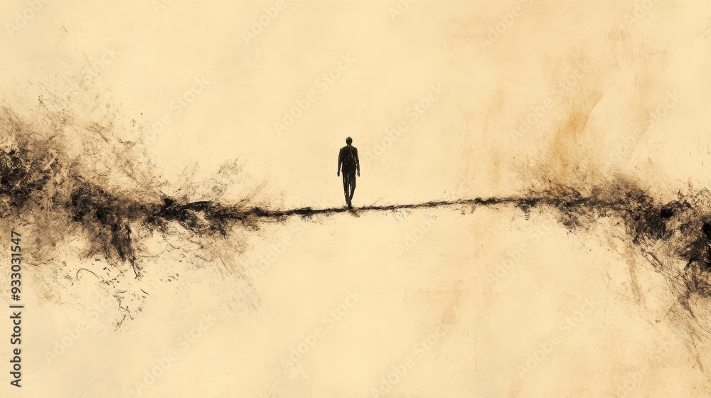 Biblical Illustration of Psalms 17: A Figure Walking on a Narrow Path ...