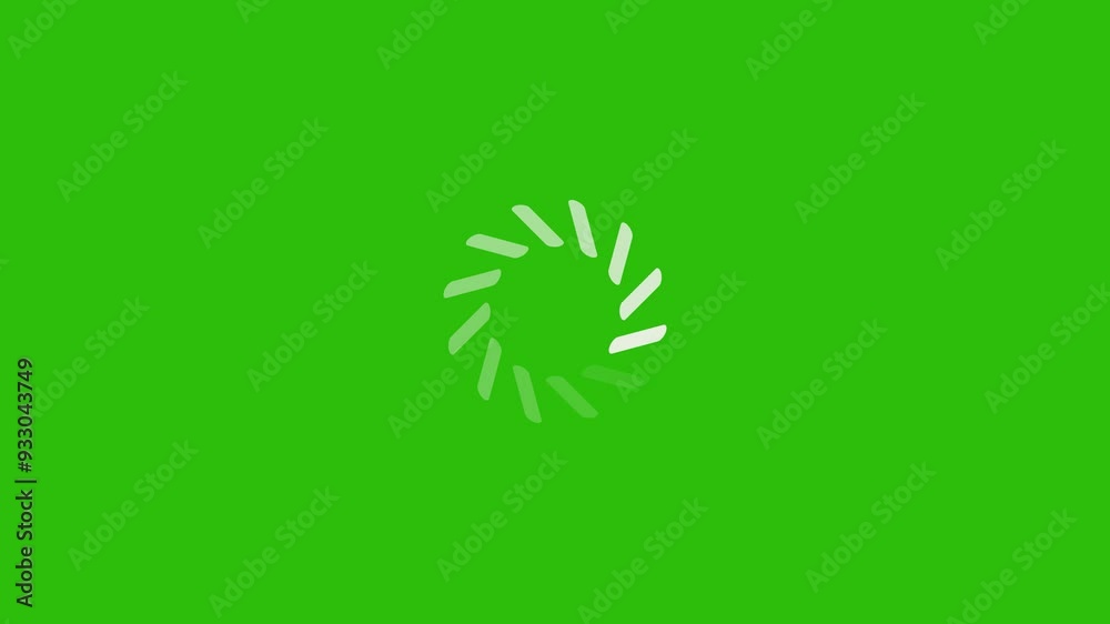 Loading, buffering white circle icon animation on a green background ...