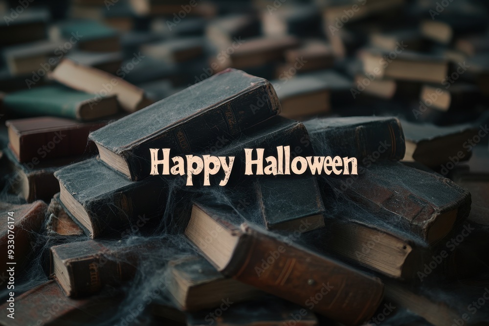 Spooky Library Collage: Images of an old library with dusty books and ...