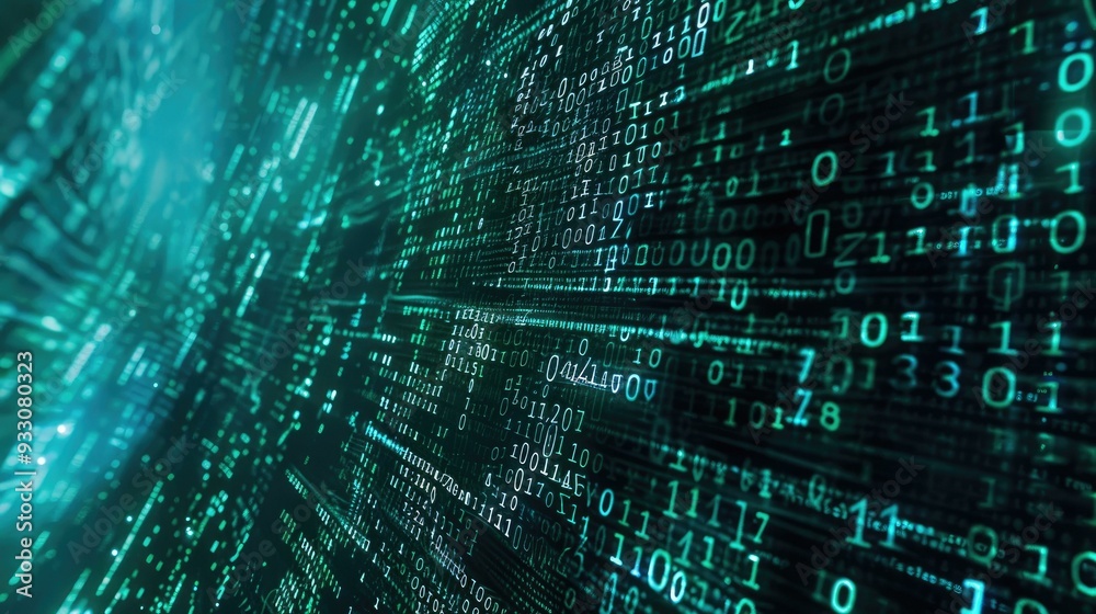 Explore the abstract futuristic cyberspace with a mesmerizing matrix background filled with ...
