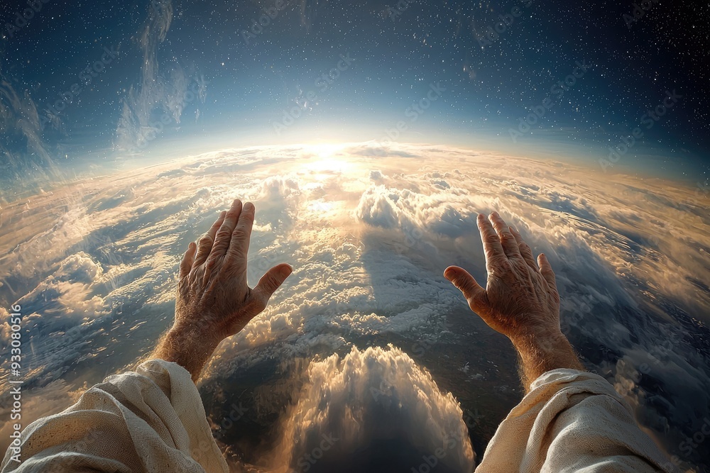 Divine creation: God shaping planet earth, showcasing the sacred ...