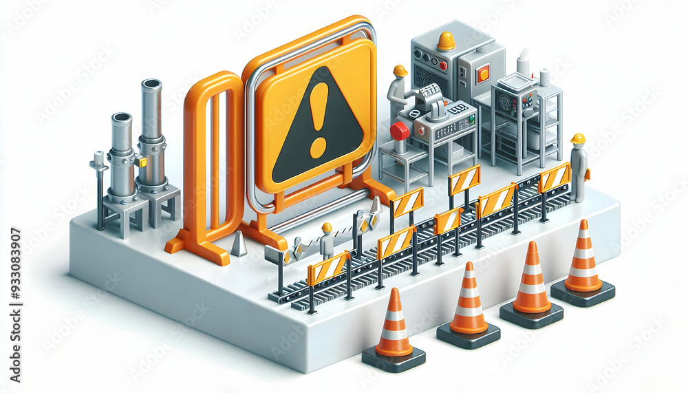 3D Icon as Safety barrier and assembly line concept as A safety barrier ...