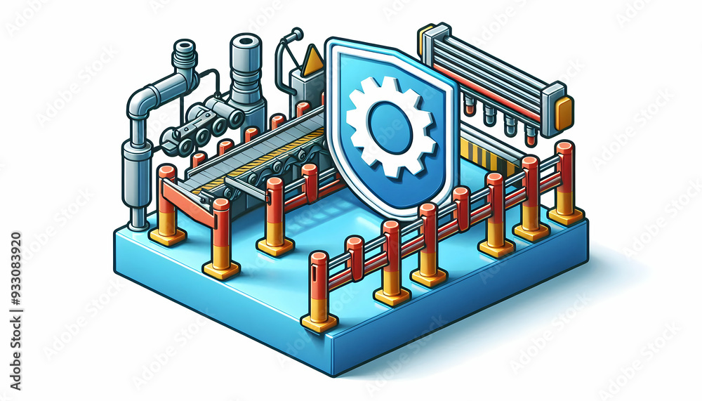 3D Icon as Safety barrier and assembly line concept as A safety barrier ...