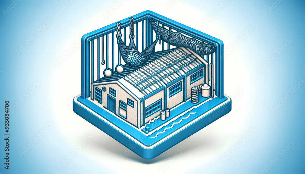 3D Icon as Safety net and factory ceiling concept as A safety net ...