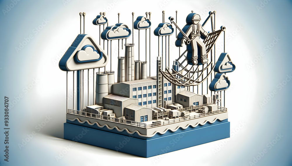 3D Icon as Safety net and factory ceiling concept as A safety net ...