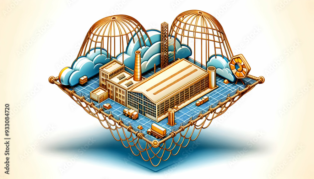 3D Icon as Safety net and factory ceiling concept as A safety net ...