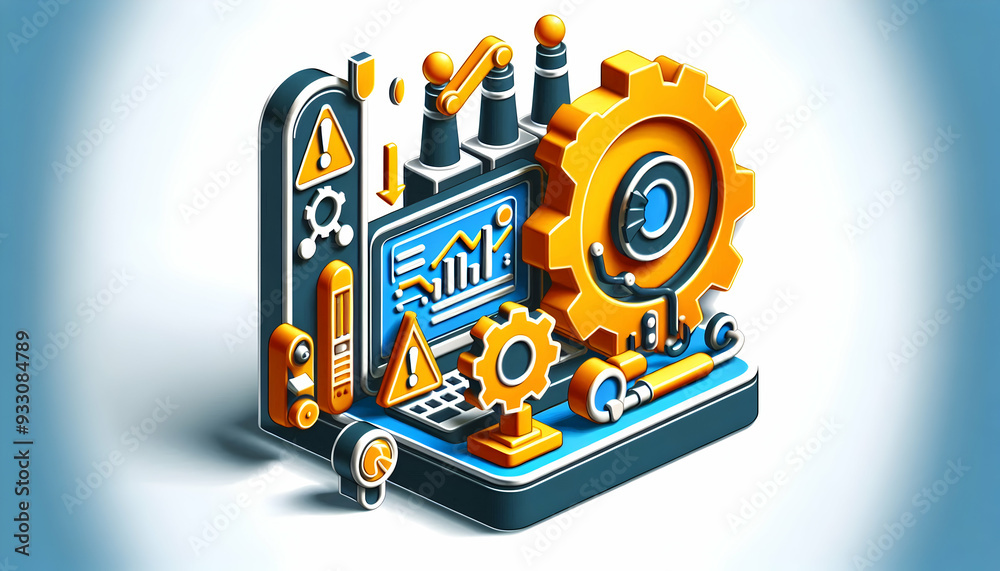 3D Icon as Safety protocols and factory machinery concept as Safety ...