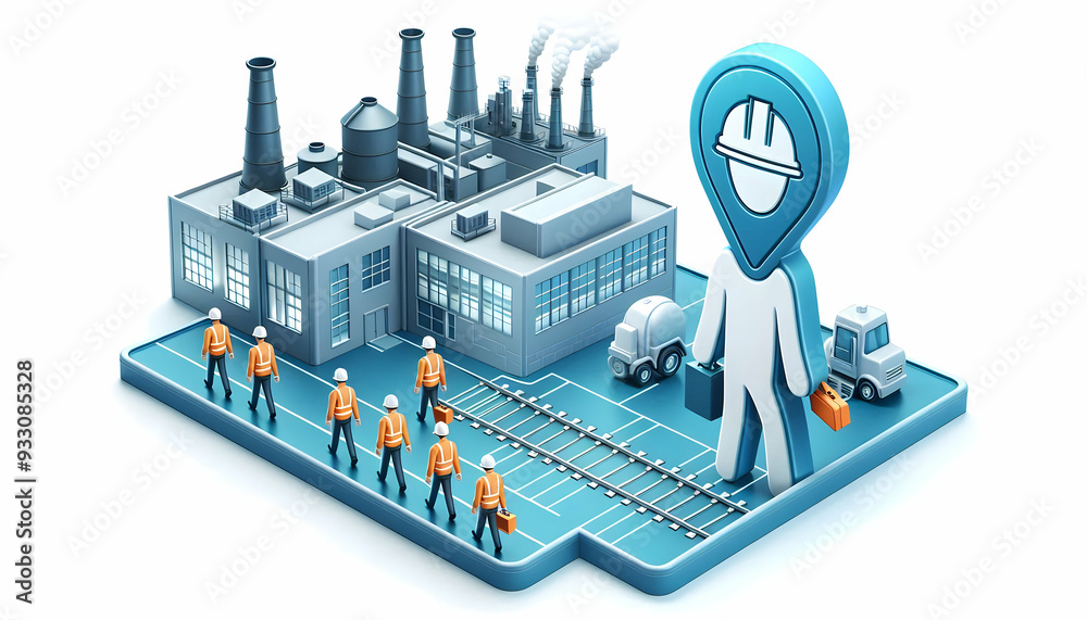 3D Icon as Safety training icon and factory floor concept as A safety ...