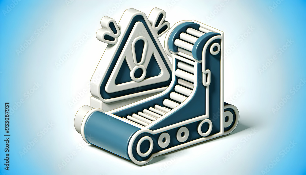 3D Icon as Warning sign and conveyor belt concept as A warning sign ...