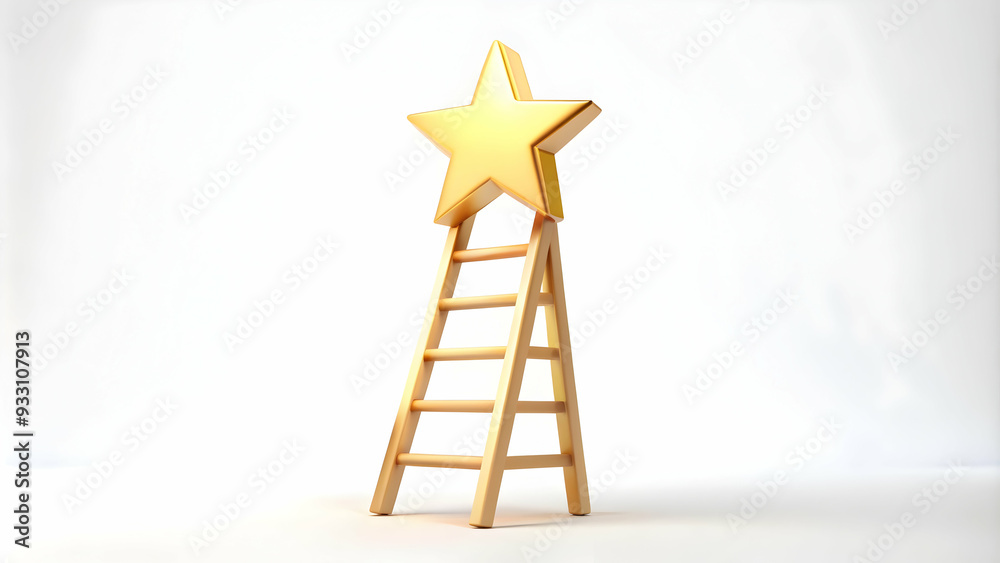 3d Flat icon as Ladder and a star symbolizing aspiration and ...