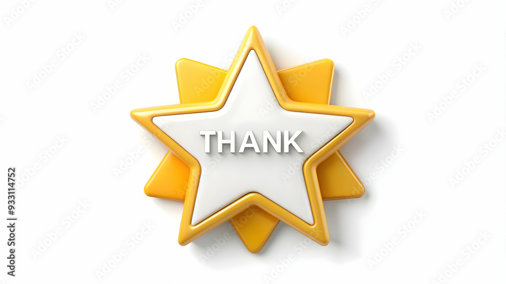 3d Flat icon as Star and thank you badge symbolizing recognition and thanks with ample space for ...