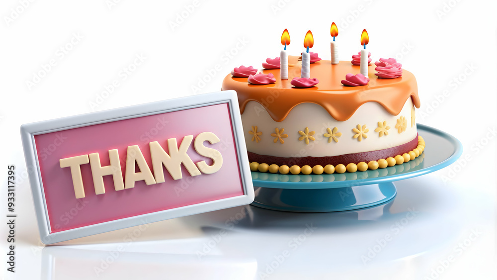 3d Flat icon as Thank you email and a thank you note symbolizing ...