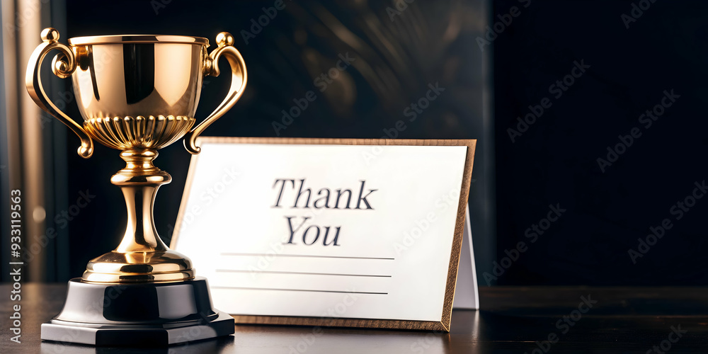 3d Flat icon as Trophy and a thank you certificate symbolizing ...