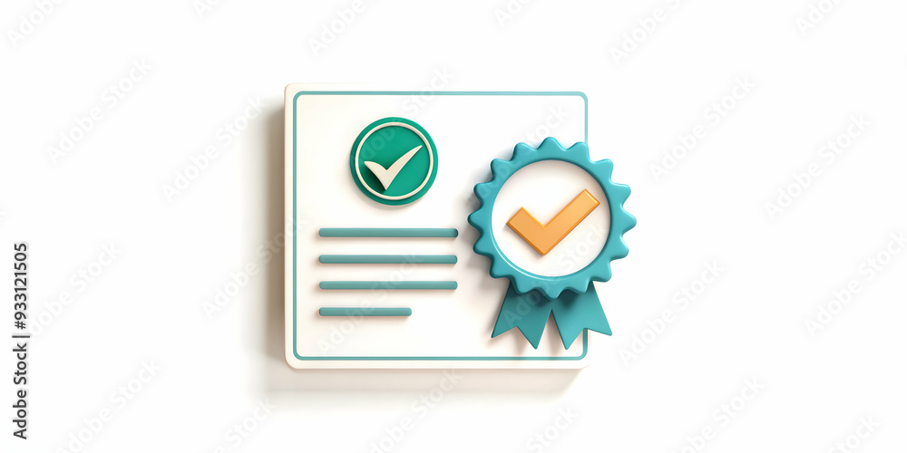 3d Flat icon as Warranty certificate and a stamp symbolizing official ...