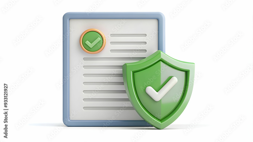 3d Flat icon as Warranty certificate and a stamp symbolizing official ...