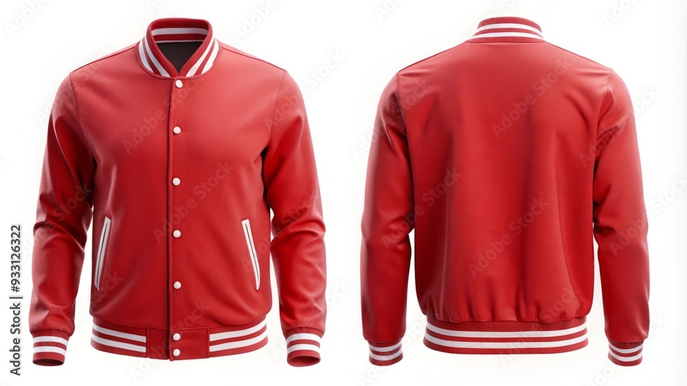Red Leather Baseball Jacket Mockup. front and back Jacket design mock ...