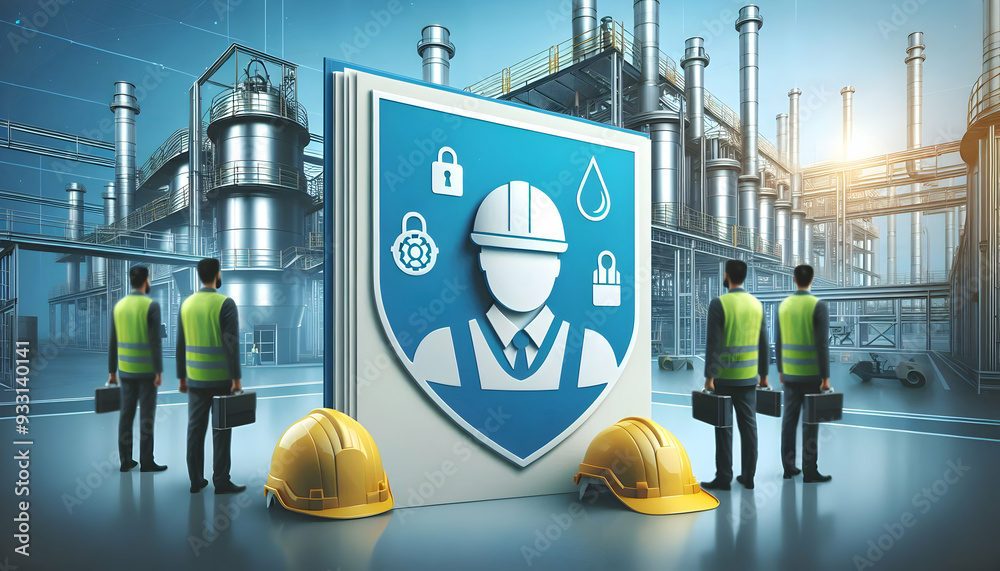 Photo Realistic as Safety training icon and factory floor concept as A ...