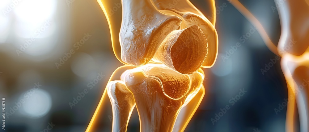 Cross-section of a knee joint, with jagged lines indicating meniscus ...
