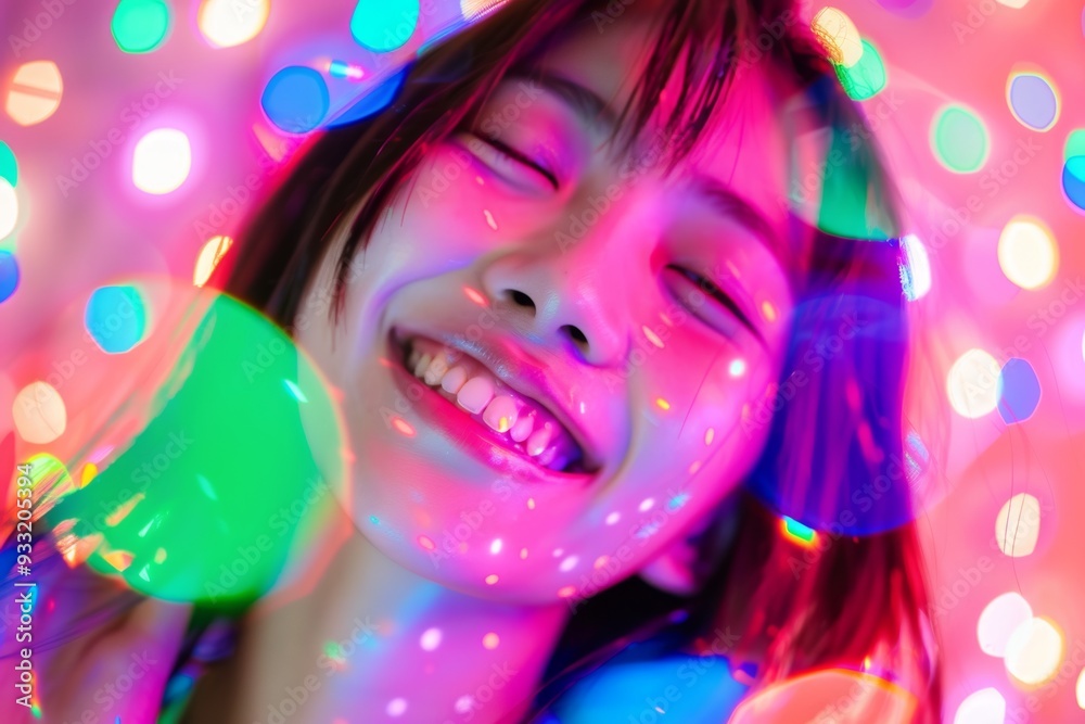 Radiant energy flows from cheerful girl her smile vibrant and engaging ...