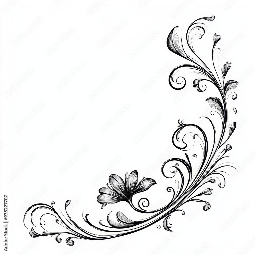 Elegant Victorian-Era Filigree Corners: Vintage Abstract Design ...