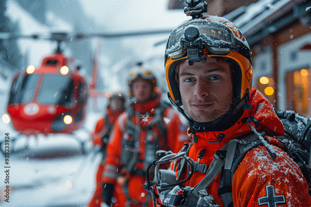 AI generated picture of rescue service man rescue operation outdoors ...