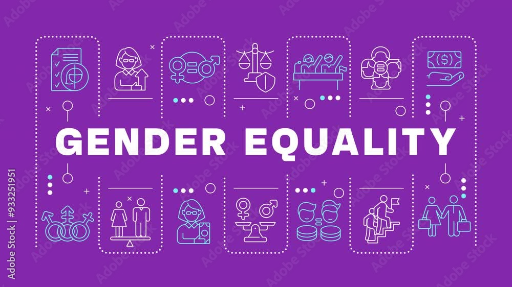 Gender equality word banner animation. Equal rights, inclusion. Social ...
