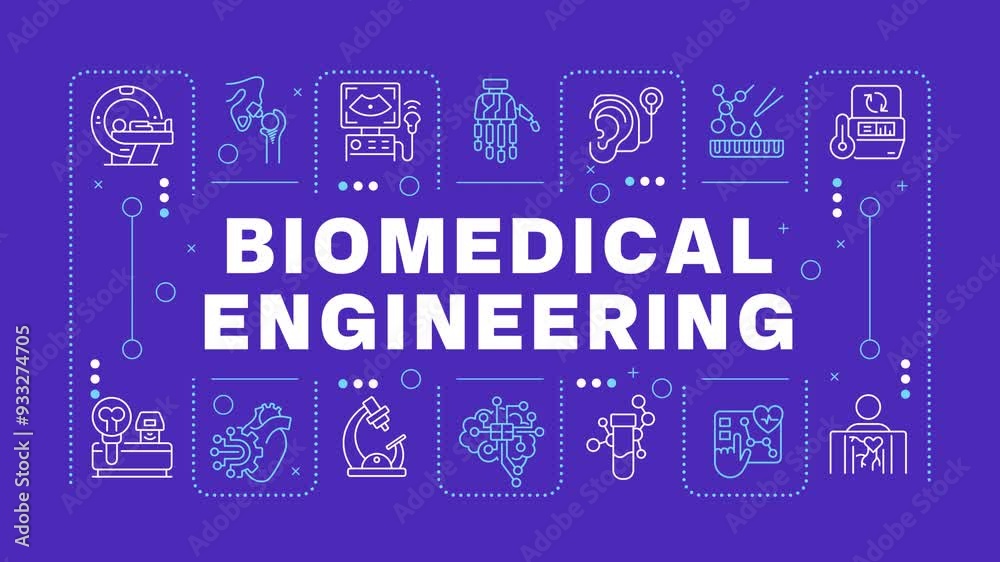 Biomedical engineering word banner animation. Medical bioengineering ...