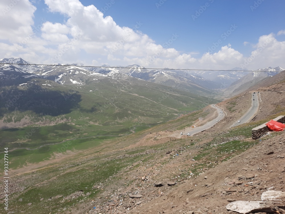 Beautiful view of the Babusar Pass. The Babusar Pass is a mountain pass ...