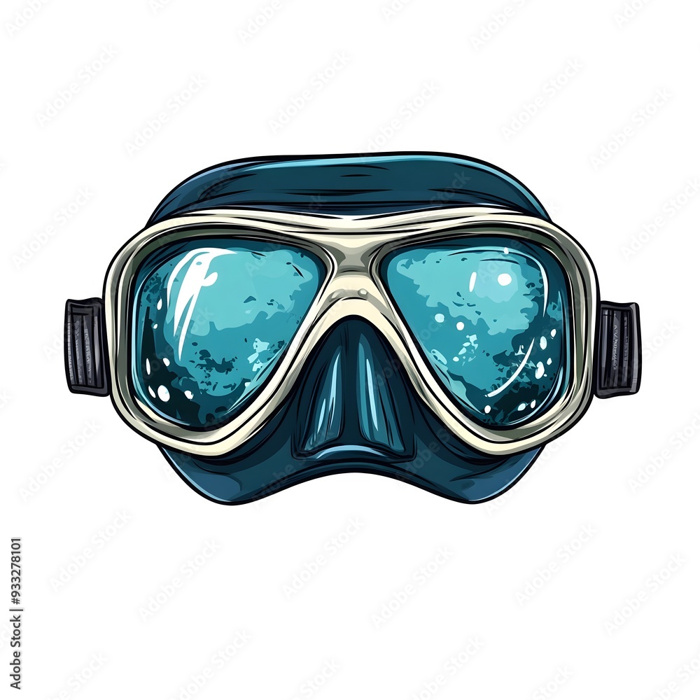 Diving mask clipart water sports accessory vector with clear on white ...