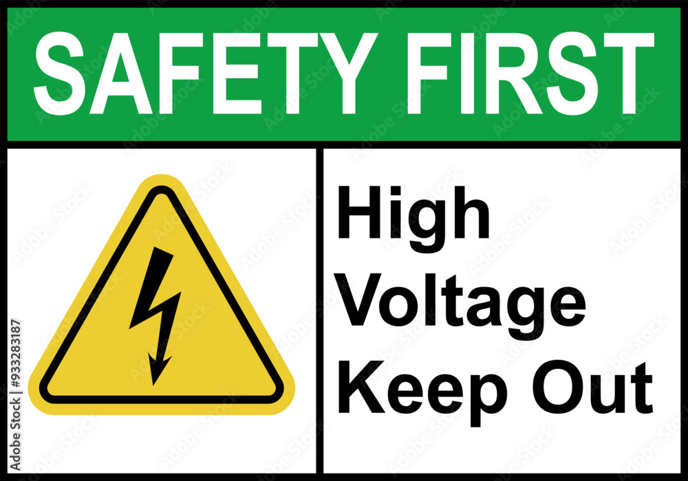 Vetor de Electric shock sign. High voltage cable warning sign. High ...